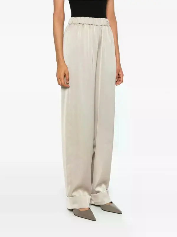 BLANCA VITA Satin Trousers - Neutrals
