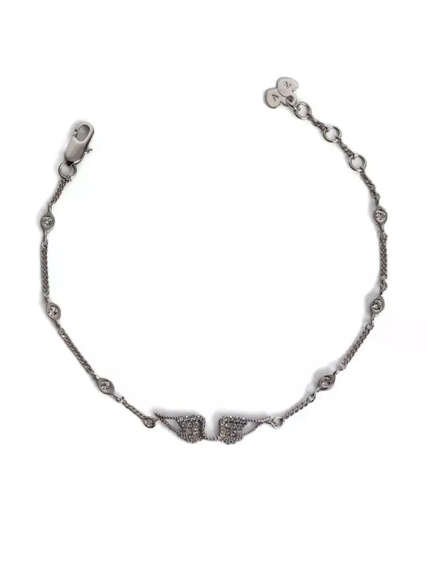 Zadig&Voltaire Rock Bracelet With Pink Rhinestone Wings - Silver