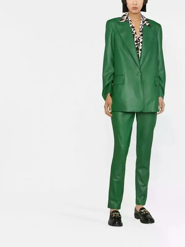 BLANCA VITA Forest Faux-leather Trousers - Green