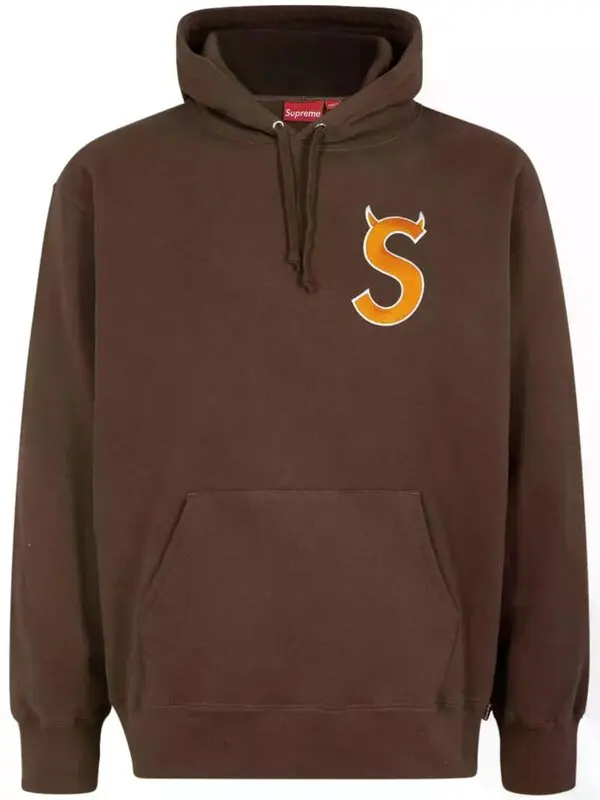 Supreme Embroidered Logo Hoodie - Brown