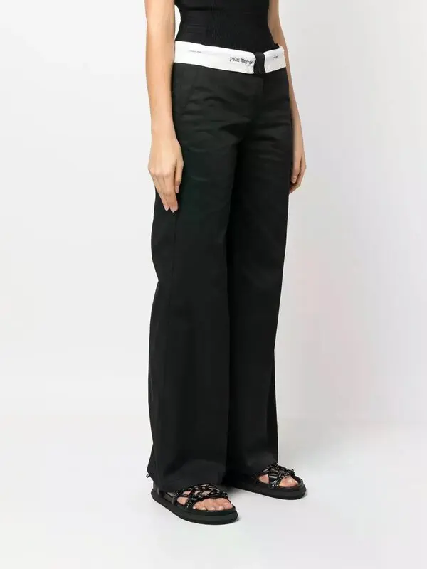 Palm Angels Straight Leg Trousers With Logo Waistband
