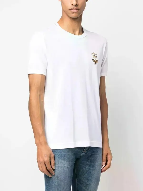Dolce & Gabbana Embroidered Bee Cotton T-shirt - White