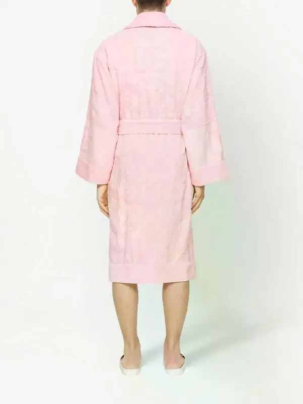 Dolce & Gabbana Terry Cotton Jacquard Bath Robe - Pink