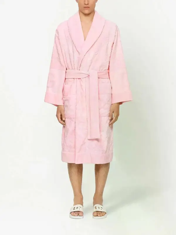 Dolce & Gabbana Terry Cotton Jacquard Bath Robe - Pink