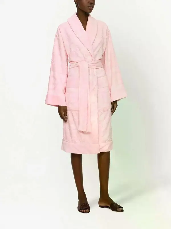 Dolce & Gabbana Terry Cotton Jacquard Bath Robe - Pink