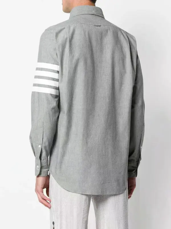 Thom Browne 4-bar Straight-fit Chambray Shirt - Grey