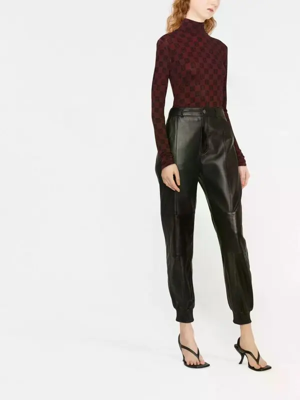 Karl Lagerfeld Tapered Leg Leather Trousers - Black