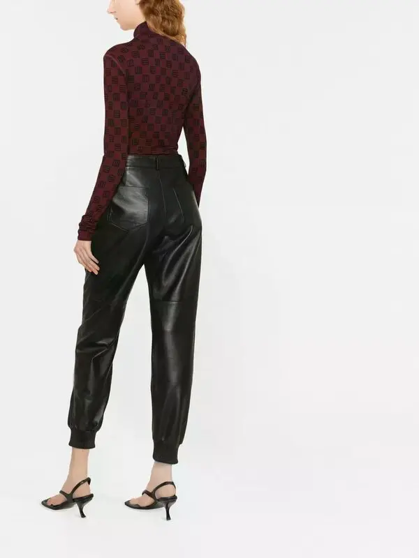 Karl Lagerfeld Tapered Leg Leather Trousers
