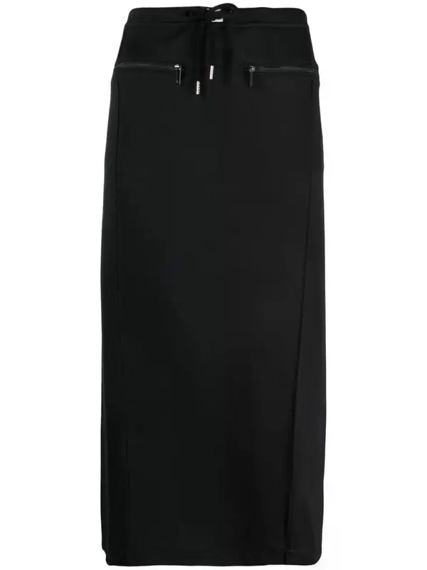 COURREGES Technical Jersey Midi Skirt With Logo Patch
