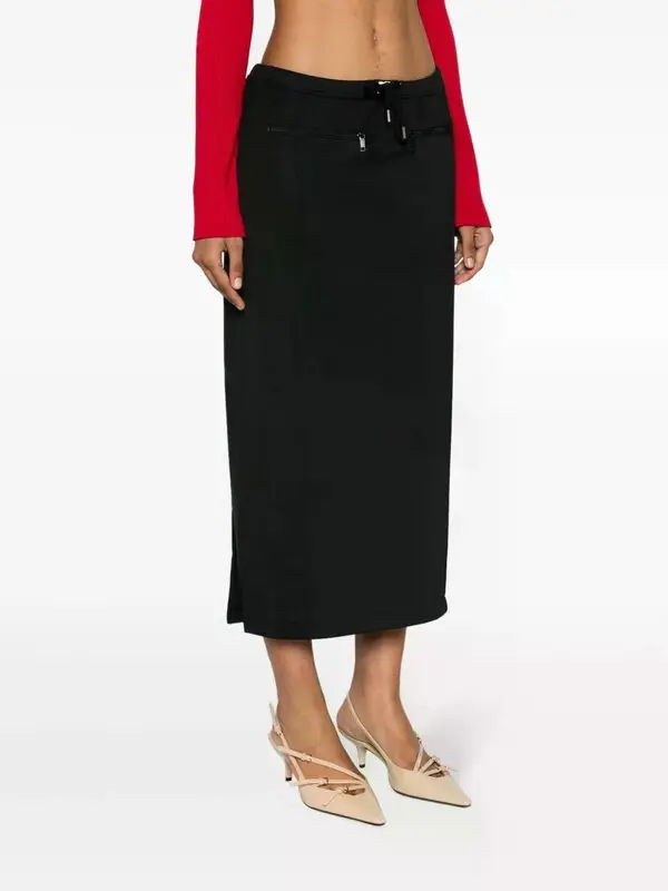 COURREGES Technical Jersey Midi Skirt With Logo Patch
