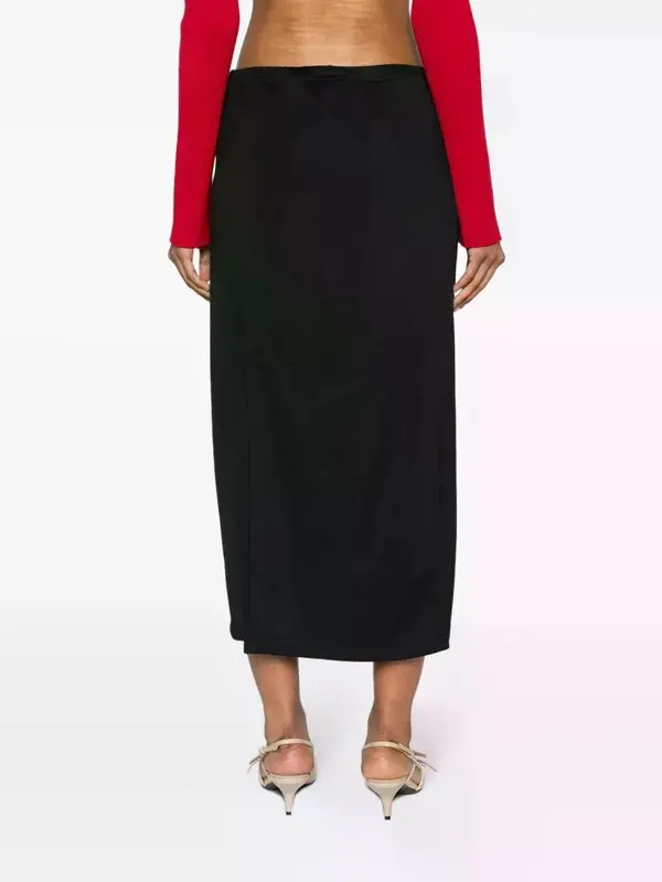 COURREGES Technical Jersey Midi Skirt With Logo Patch