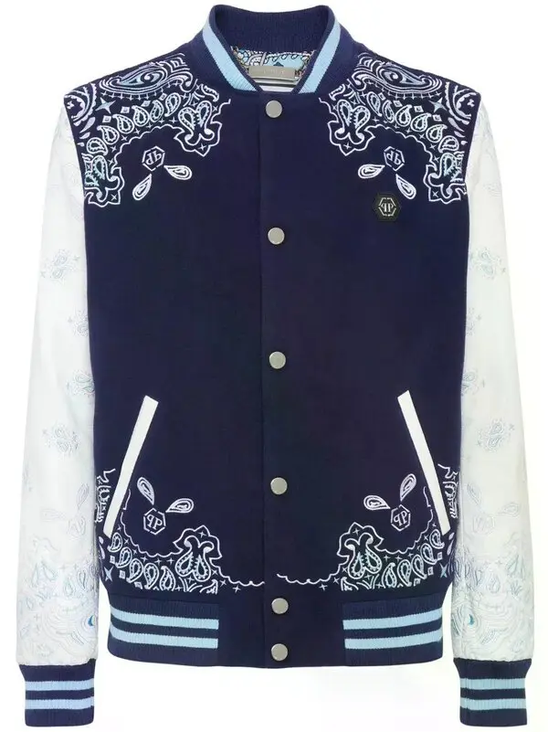 Philipp Plein Paisley Print Bomber Jacket - Blue