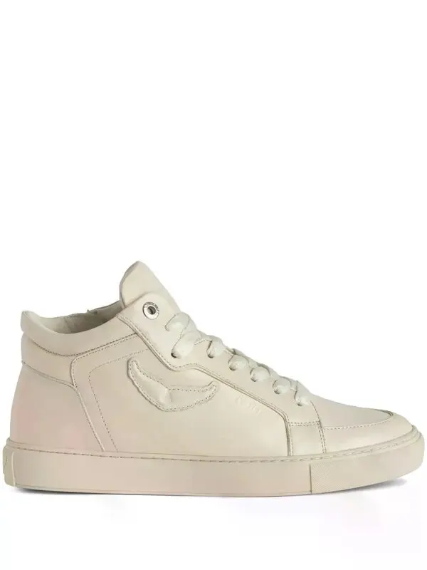Zadig&Voltaire Fly On Leather High Top Sneakers - Neutrals