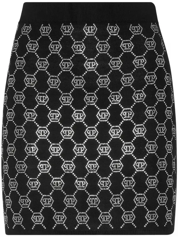 Philipp Plein Monogram Knitted Mini Skirt - Black
