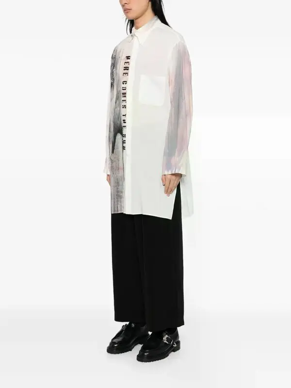 Yohji Yamamoto Abstract Print Oversized Shirt