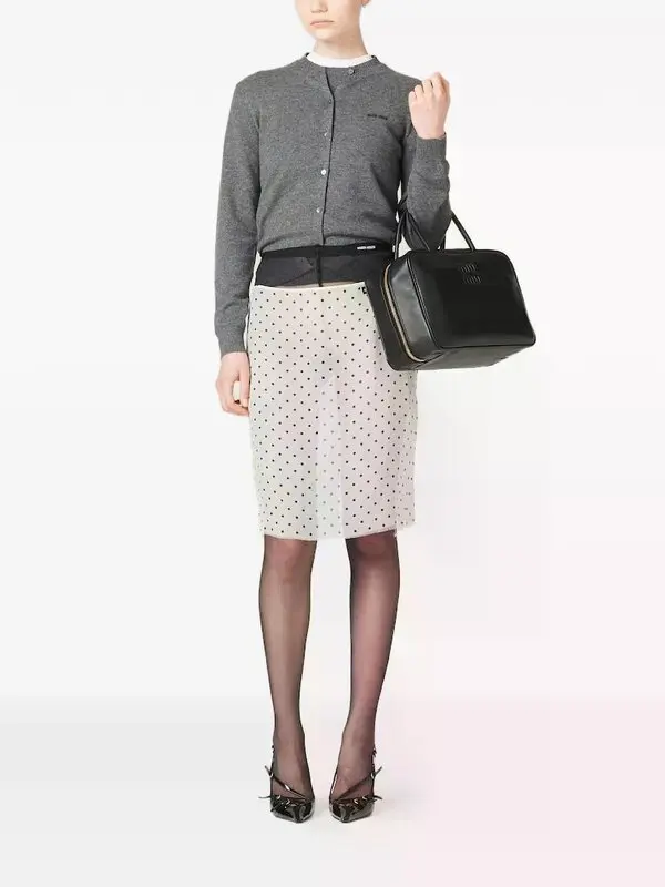 Miu Miu Cashmere Sweater With Logo Detail - Grey