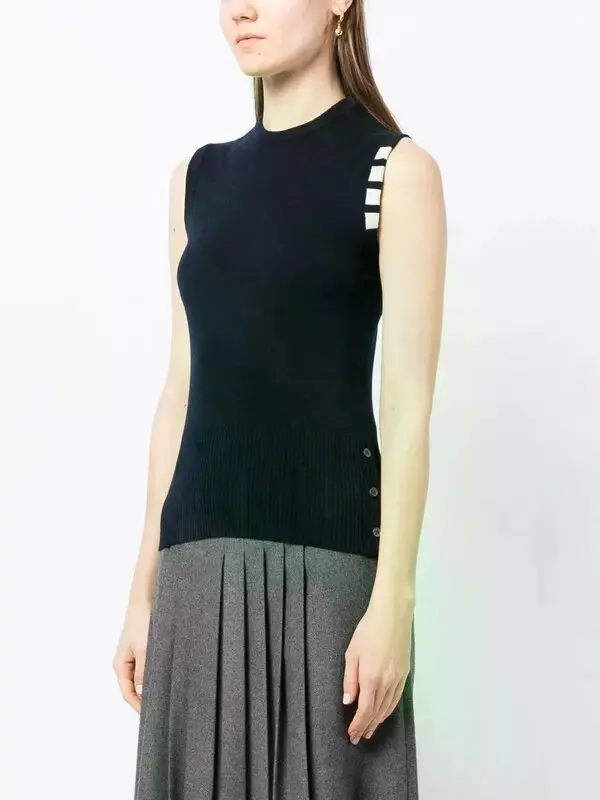 Thom Browne 4-bar Cashmere Knitted Top - 415 Navy