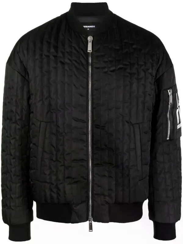 Dsquared2 Padded Bomber Jacket With Logo Patch
