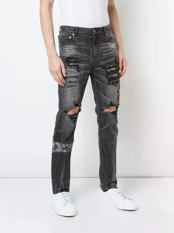 GOD'S MASTERFUL CHILDREN Ripped Paisley Insert Jeans