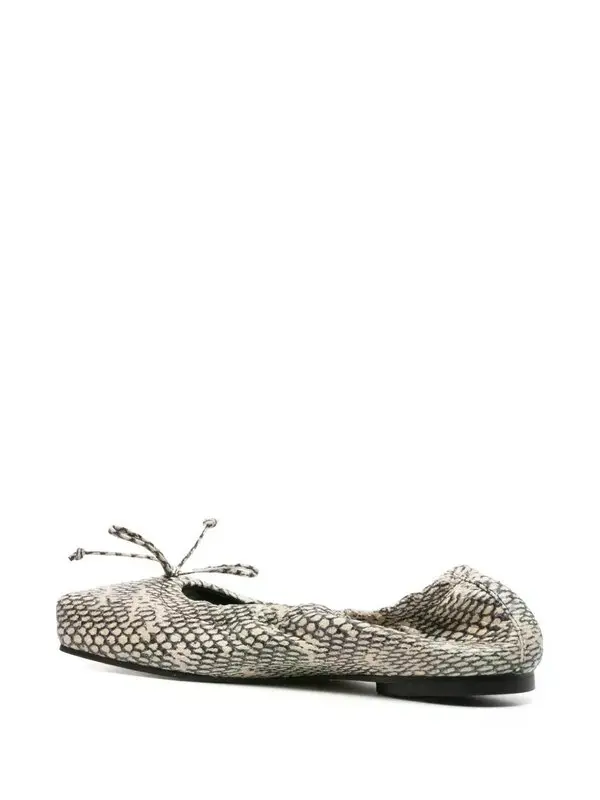 Jacquemus Ballet Flats With Snakeskin Print And Bow Detailing