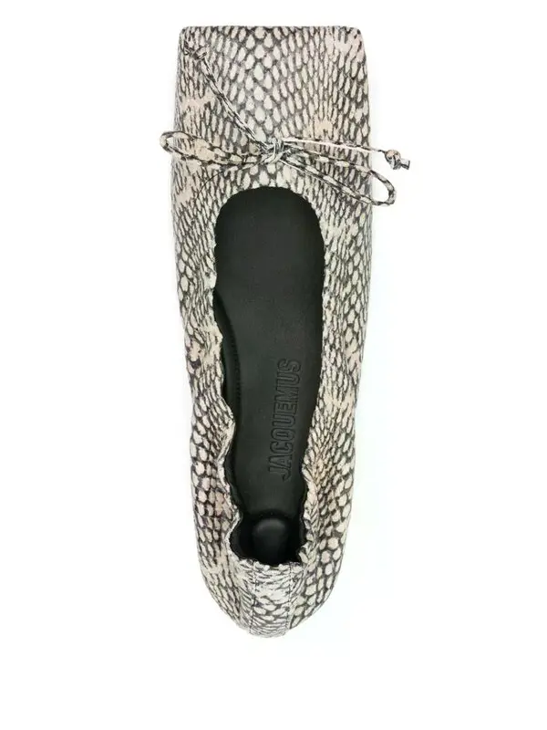 Jacquemus Ballet Flats With Snakeskin Print And Bow Detailing