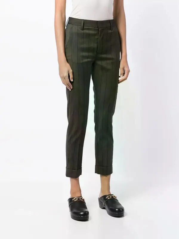 DONDUP Striped Cropped Trousers - Brown