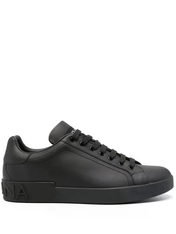 Dolce & Gabbana Portofino Leather Sneakers - Black
