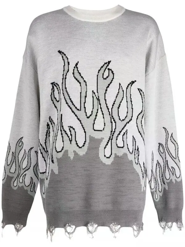 HACULLA. Distressed Flame Print Wool Jumper