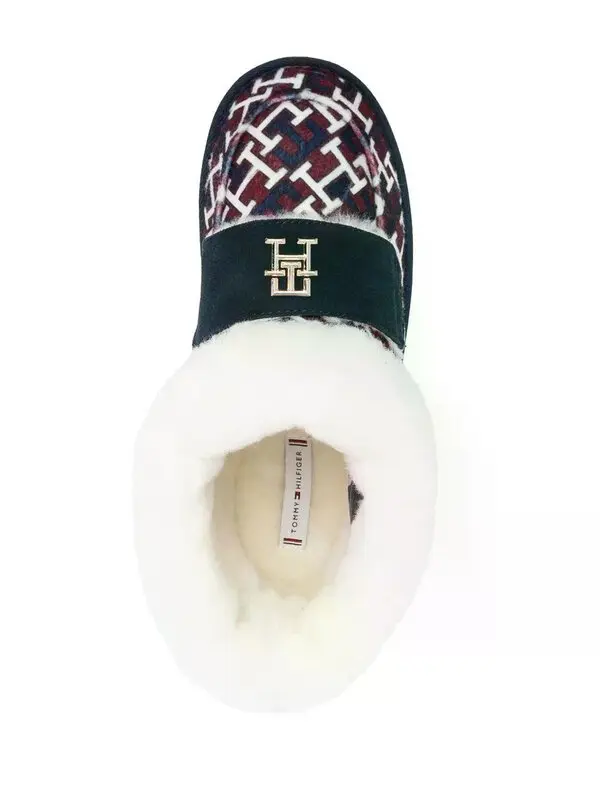 Tommy Hilfiger Monogram Fleece-trim Slippers