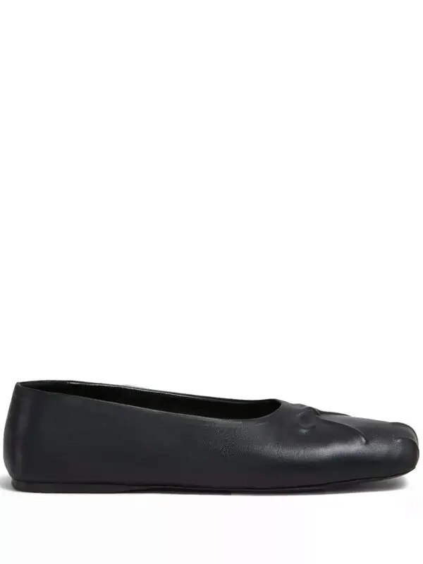Marni Calf Leather Ballerina Shoes - Black