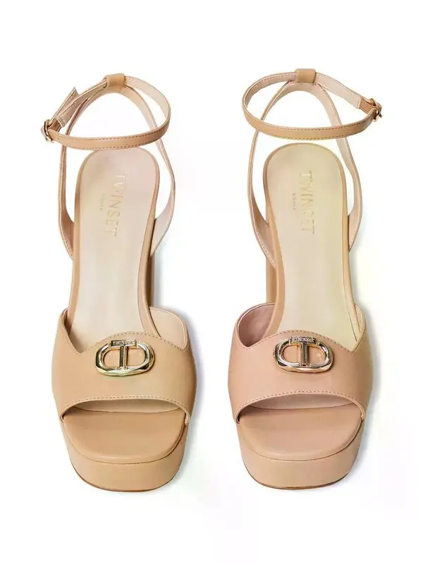 TWINSET 120mm Leather Platform Sandals