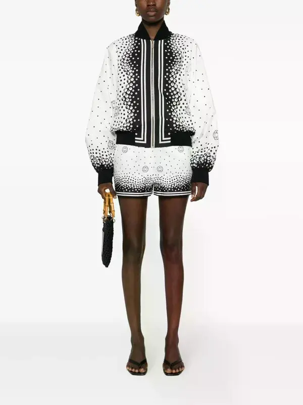 Elie Saab Monogram And Polka Dot Print Cotton Shorts