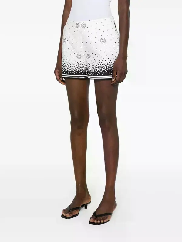 Elie Saab Monogram And Polka Dot Print Cotton Shorts