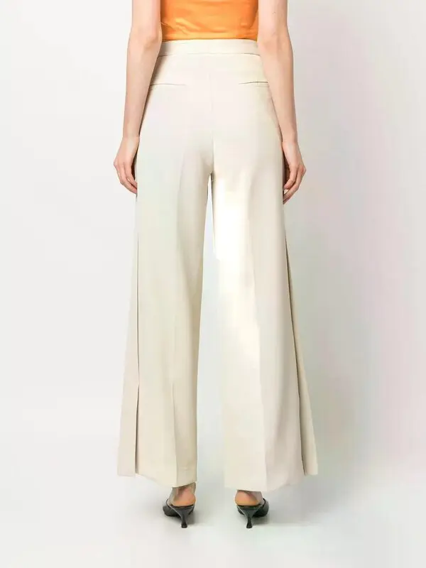 BLANCA VITA Overlapping Panel Palazzo Pants - Neutrals