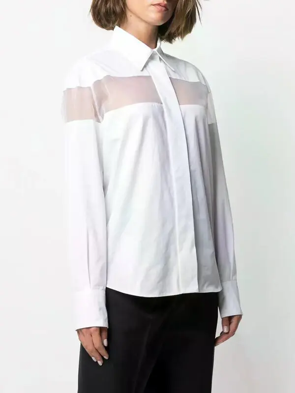 Valentino Garavani Sheer Panelled Cotton Shirt