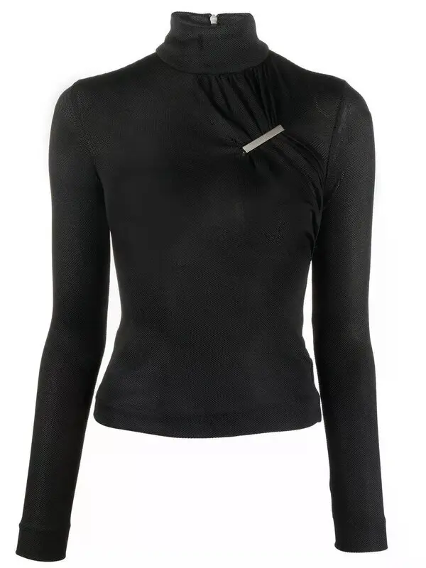1017 Alyx 9sm Gathered Detail High Neck Top - Black