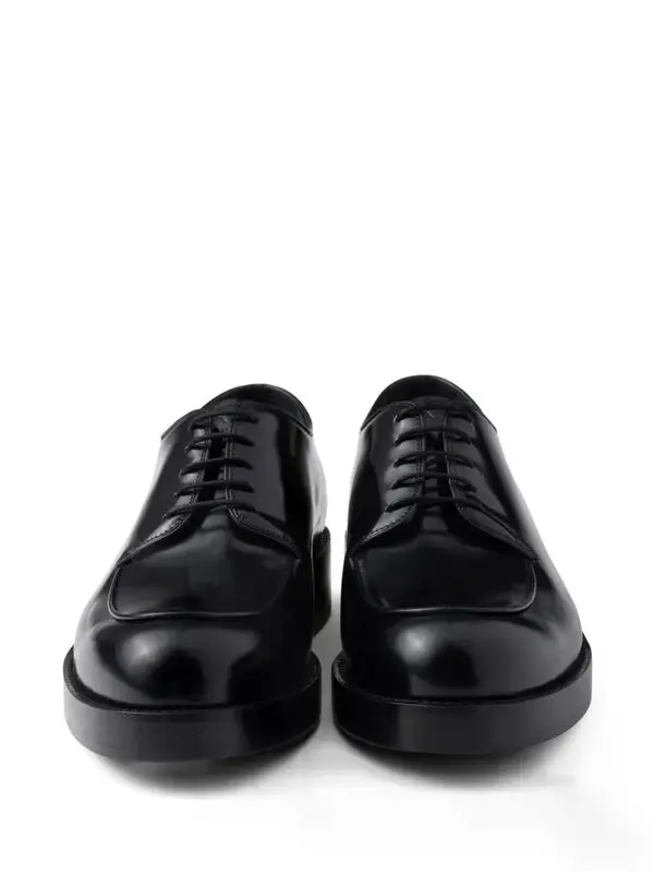 Prada Brushed Leather Derby Shoes - Black