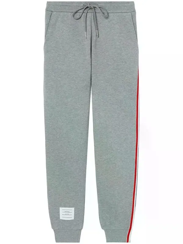 Thom Browne Classic Cotton Track Pants With Rwb Stripe Detail - Grey