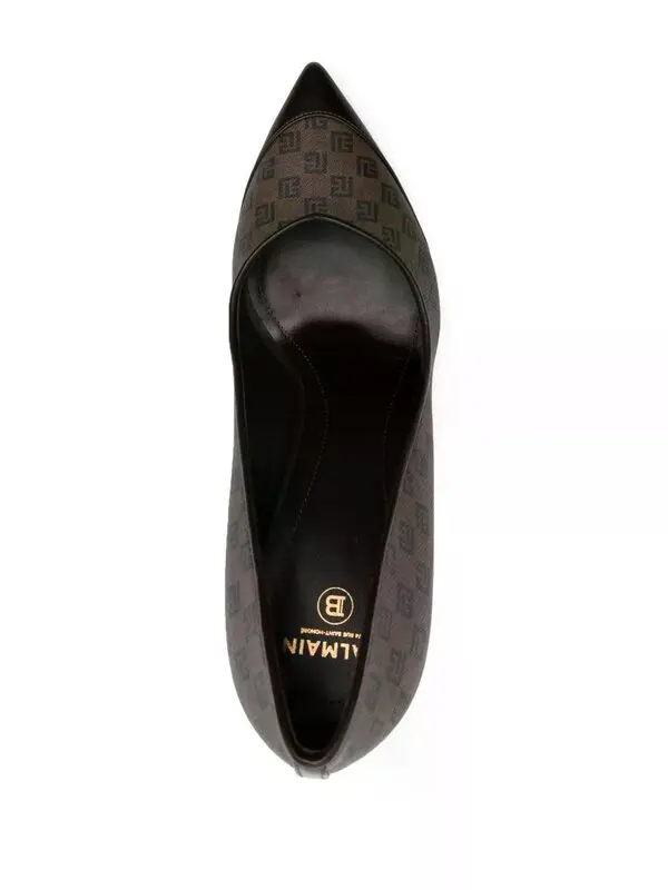 Balmain 100mm Monogrammed Pumps - Brown