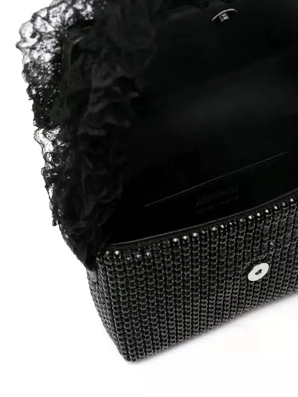 SELF-PORTRAIT Crystal-embellished Lace Shoulder Bag