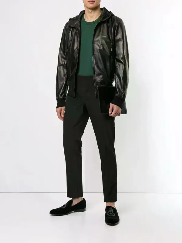 Dolce & Gabbana Leather Hooded Jacket