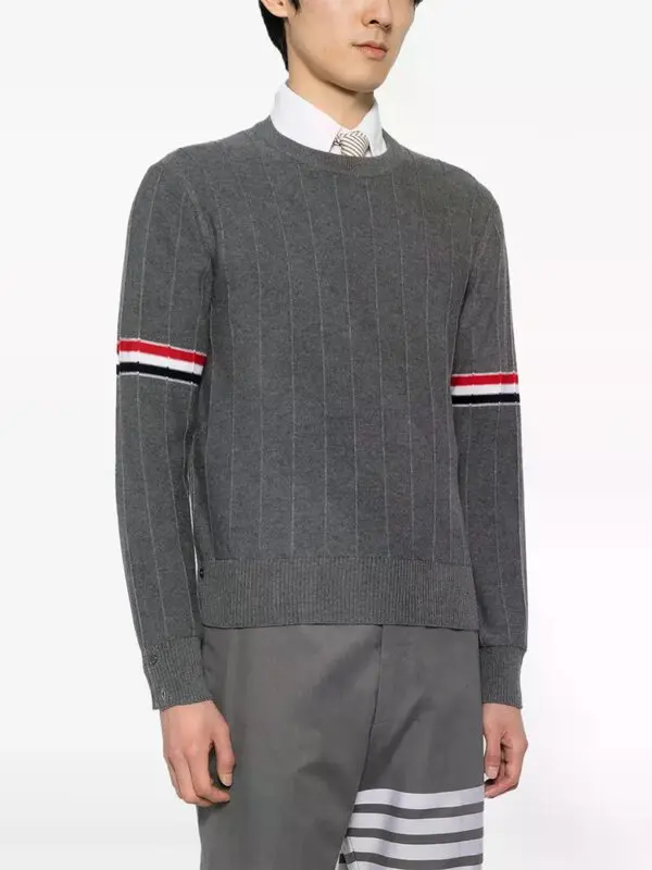 Thom Browne Rwb Stripe Crew Neck Jumper
