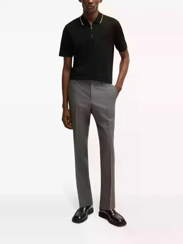 BOSS Half-zip Interlock-weave Polo Shirt