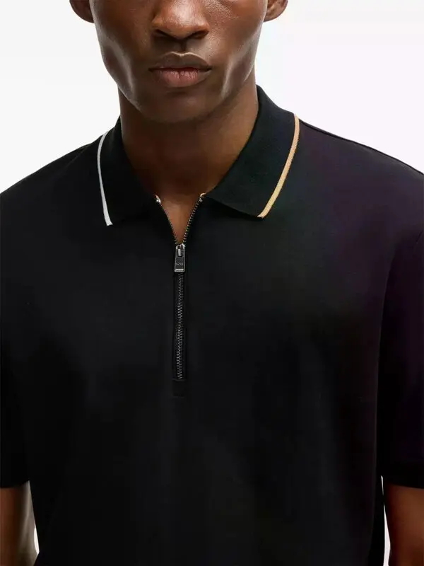 BOSS Half-zip Interlock-weave Polo Shirt