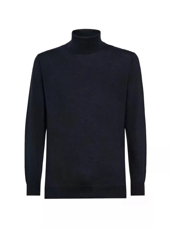 Boggi Milano Merino Wool Roll Neck Sweater - Blue