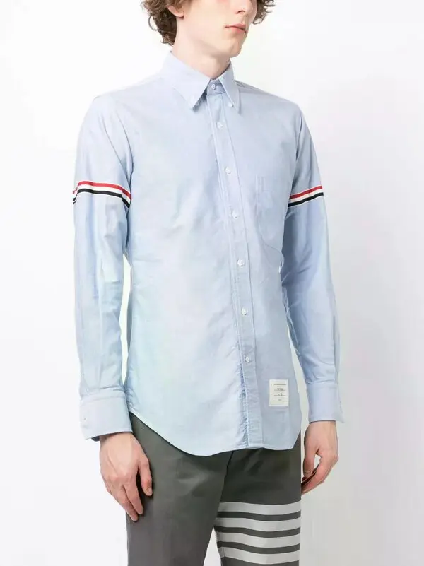 Thom Browne Rwb Stripe Cotton Shirt - Blue