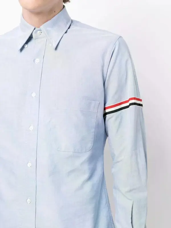 Thom Browne Rwb Stripe Cotton Shirt - Blue