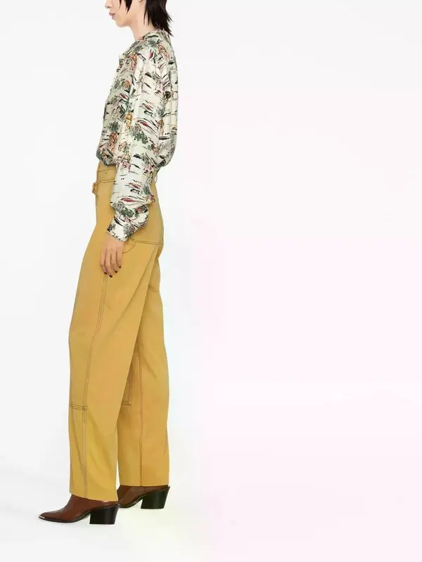 Stella McCartney Buckled Straight Leg Cotton Trousers