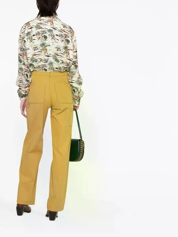 Stella McCartney Buckled Straight Leg Cotton Trousers