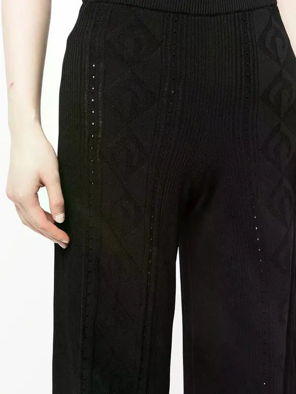 MARINE SERRE Crescent Moon Knit Wide-leg Trousers